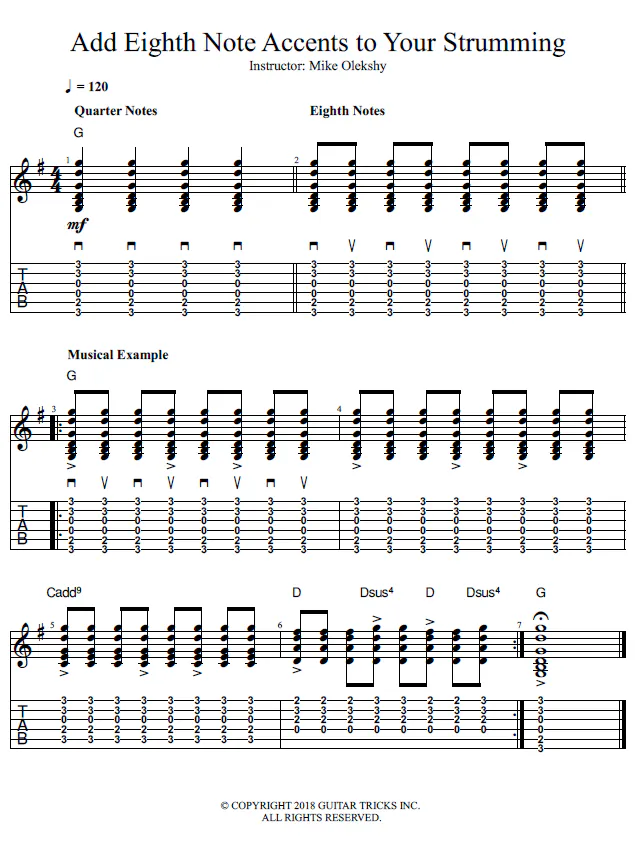 Guitar Lessons - Add Eighth Note Accents to Your Strumming