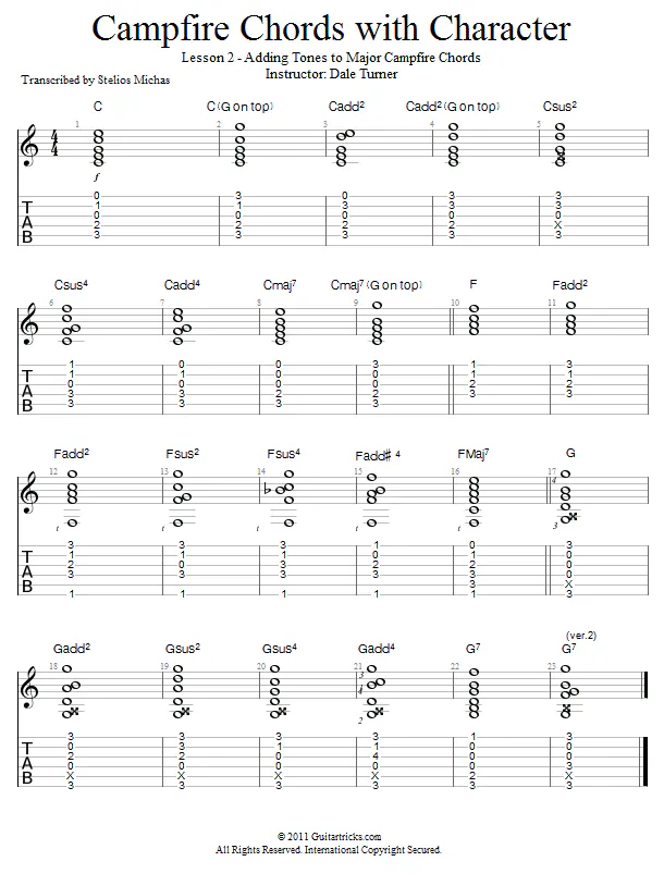 Guitar Lessons - Adding Tones To Major Campfire Chords
